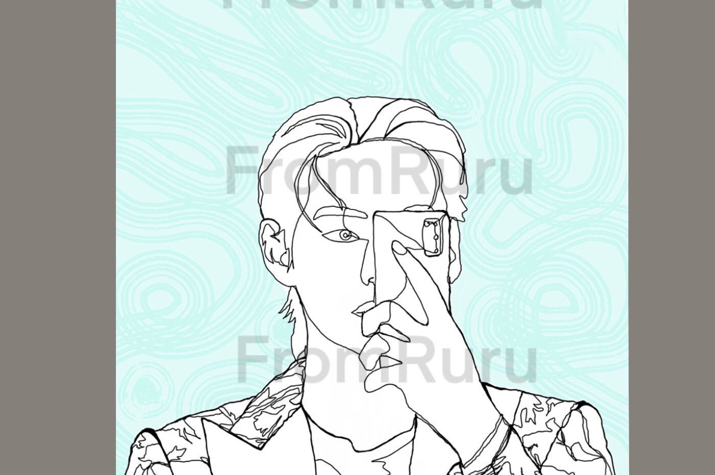 BTS V fan art Taehyung of BTS V line art print bts gift | Etsy