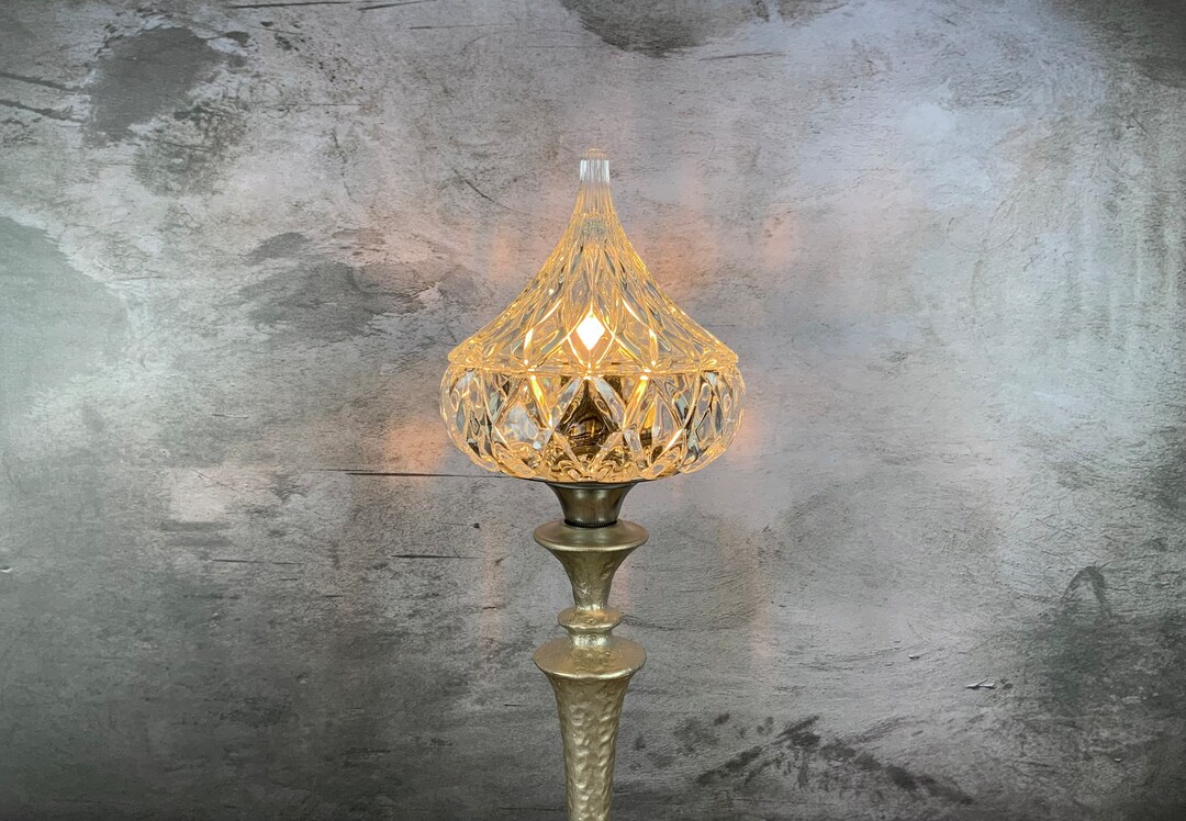 Accent Lamp / Night Light / Crystal and Metal Champaign "aladdin" Lamp ...