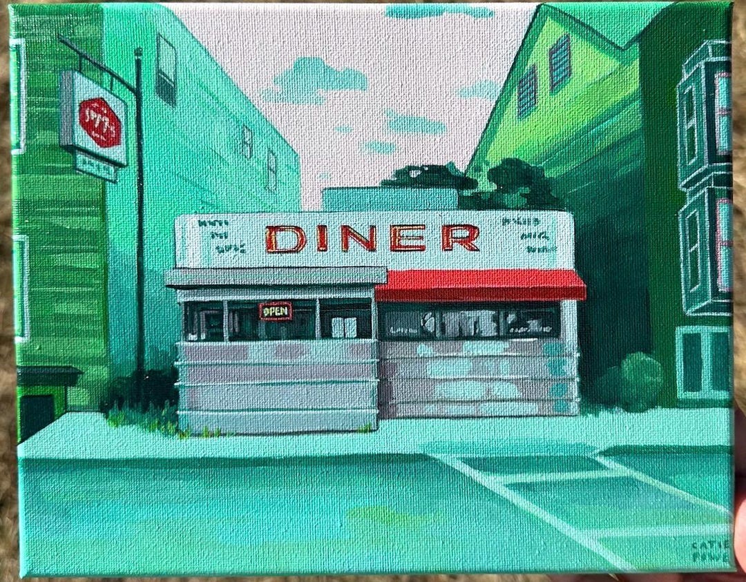 Lunch Car. 8x10in. Original Acrylic Painting - Etsy
