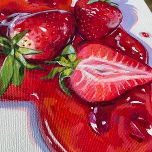 Strawberry Jam. 8x8 Inch Original Acrylic Painting Stretched Canvas - Etsy