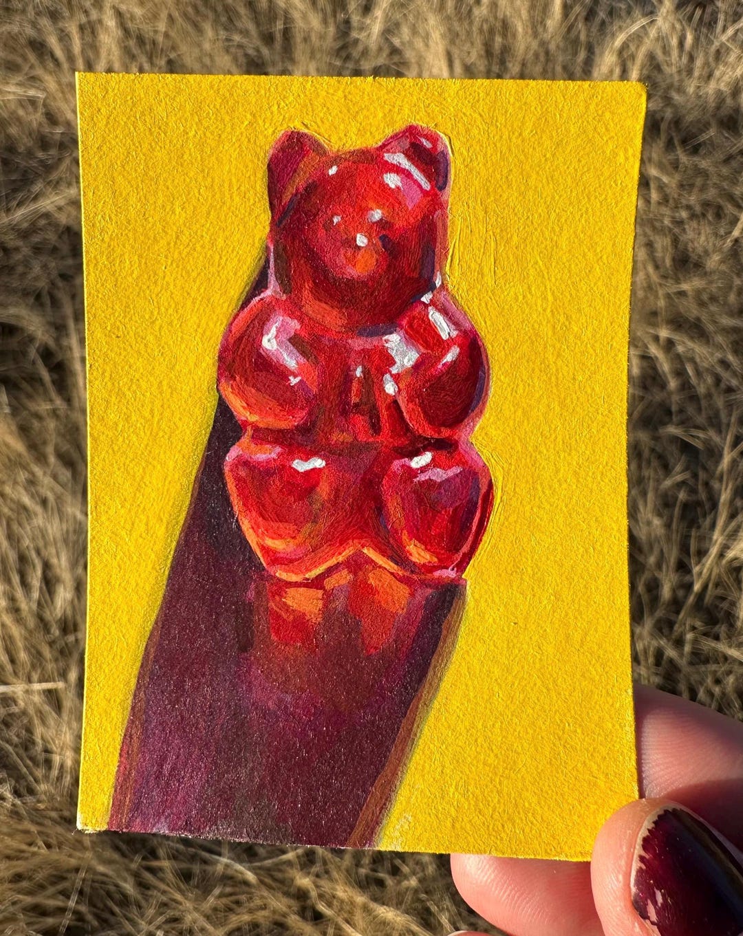 Red Gummy Bear | Original ACEO Painting by Catie Powe - Etsy