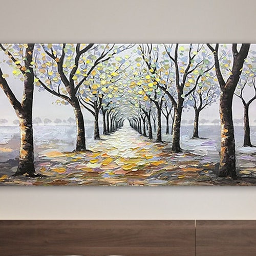 Large Abstract Tree Canvas Wall Art Hand-painted Landscape - Etsy