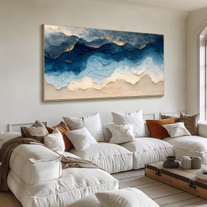 3D Textured Beach Wall Art Original Abstract Wave Painting on Canvas ...