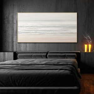 Tranquil Beach Painting on Canvas Sunlit Sky and Sea Art Sand Beach ...