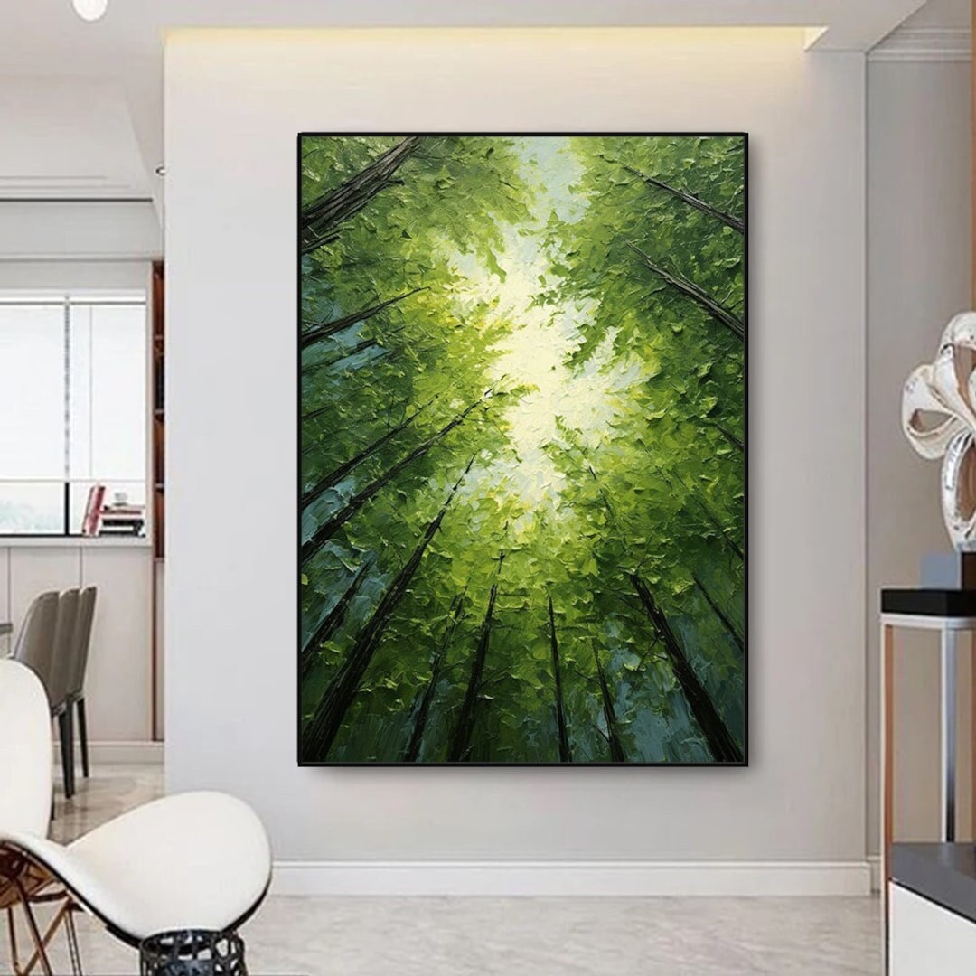 Original Green Forest Painting on Canvas 3D Abstract Textured Wall Art ...