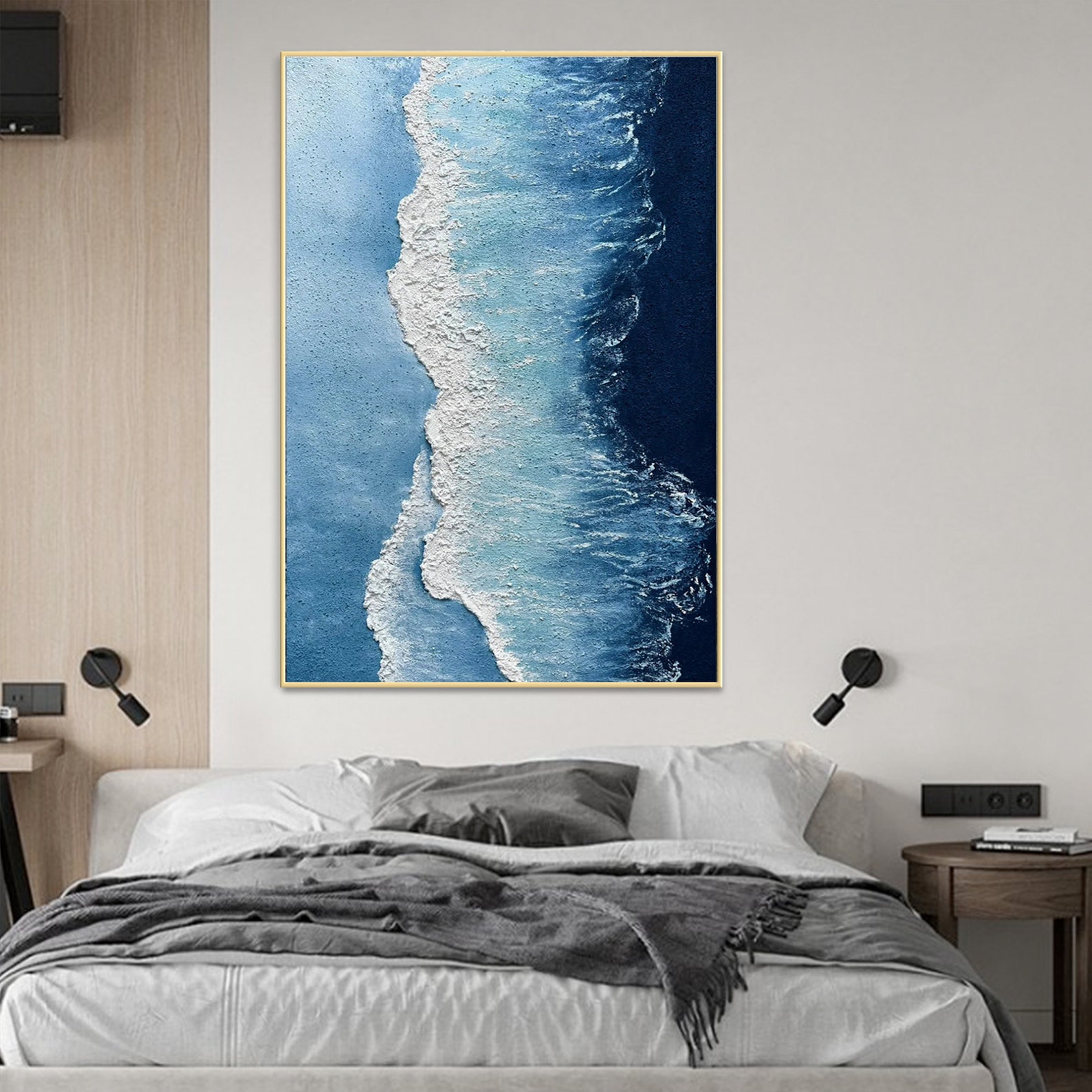 Original Blue Ocean Painting on Canvas Textured Wall Art - Etsy