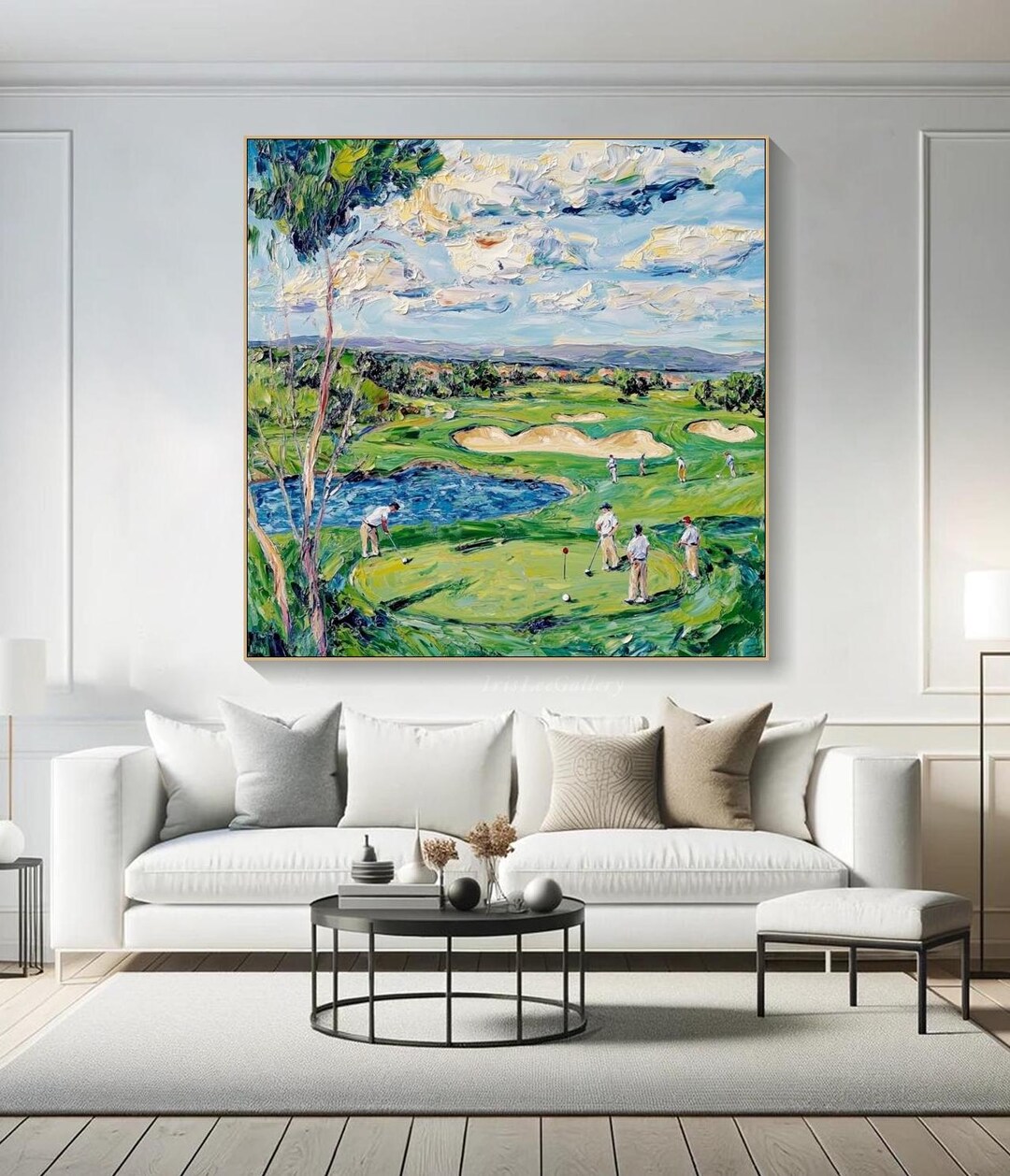 Large Golf Course Wall Art Textured Oil Painting on Canvas ...