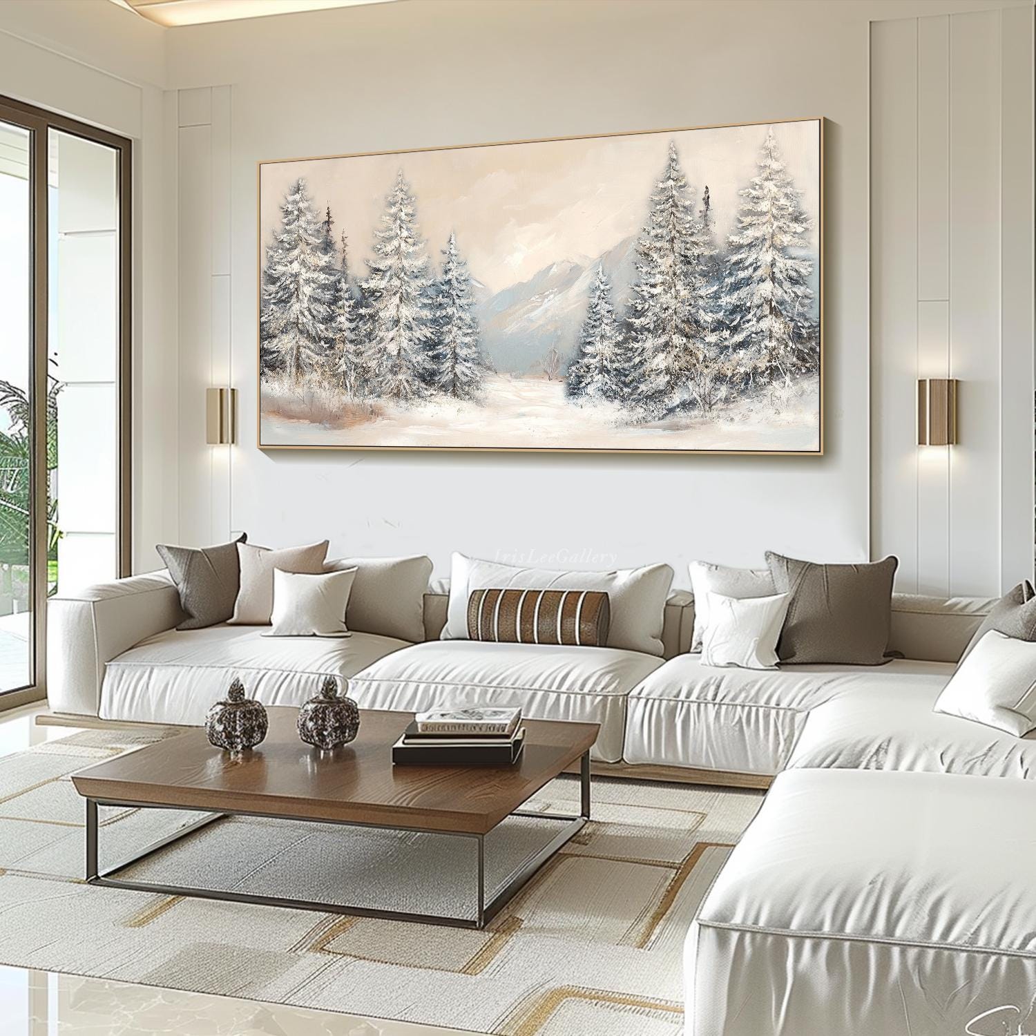 3D Textured Snow Forest Wall Art Original Winter Mountain Painting on ...