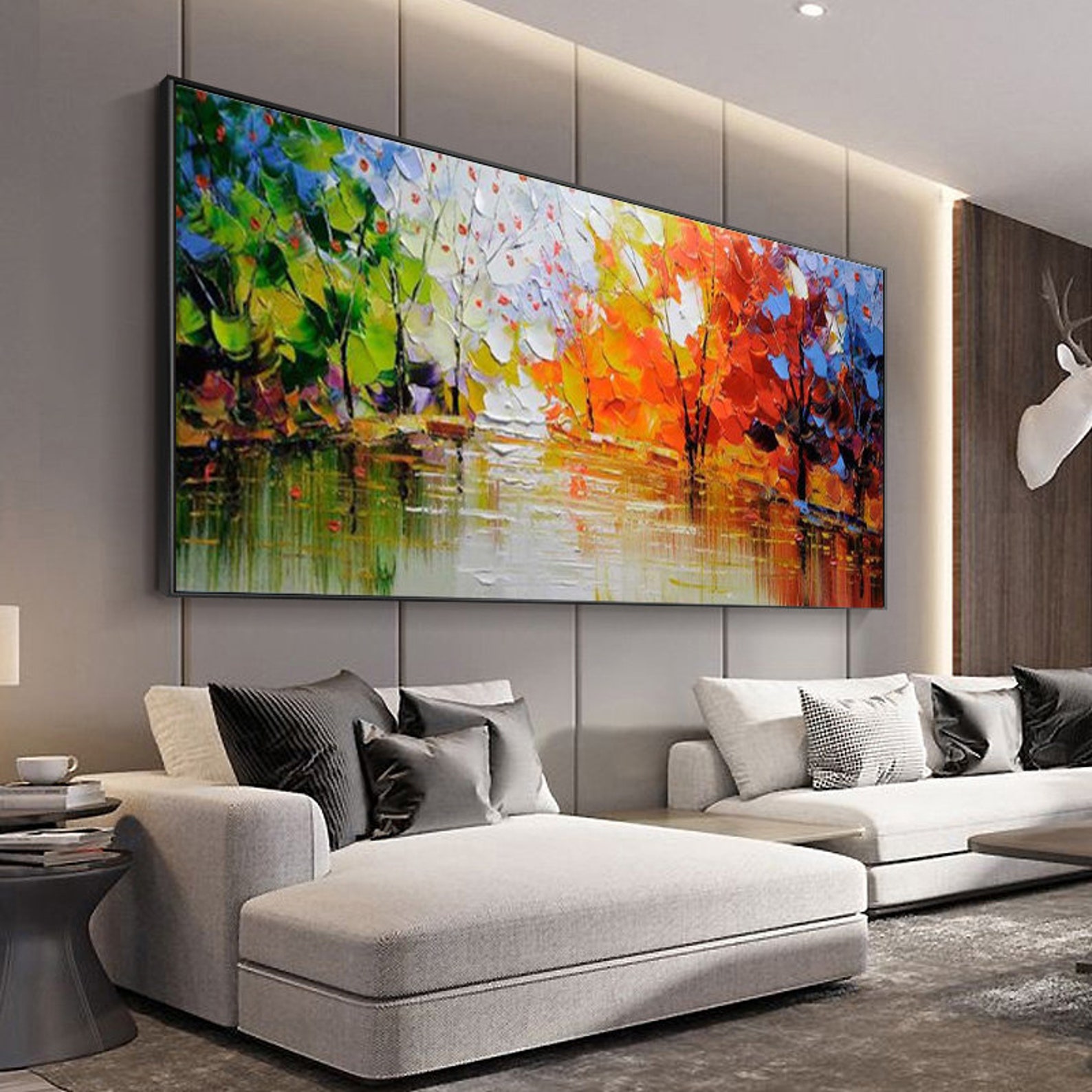 Colorful Wall Decor Home Decor Canvas Wall Art Forest Painting - Etsy