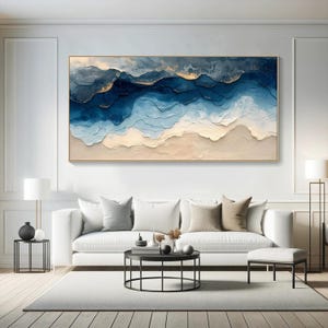 3D Textured Beach Wall Art Original Abstract Wave Painting on Canvas ...
