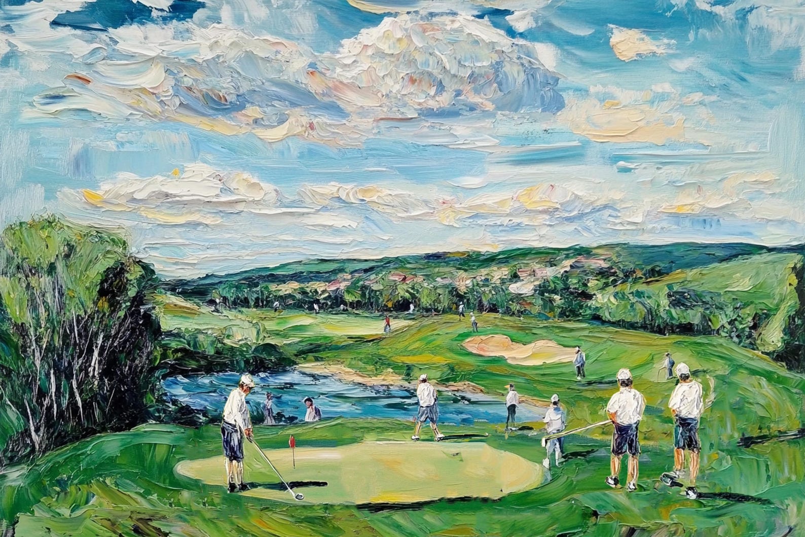 Large Golf Course Art Impressionist Golf Painting Texture Golf Wall Art ...
