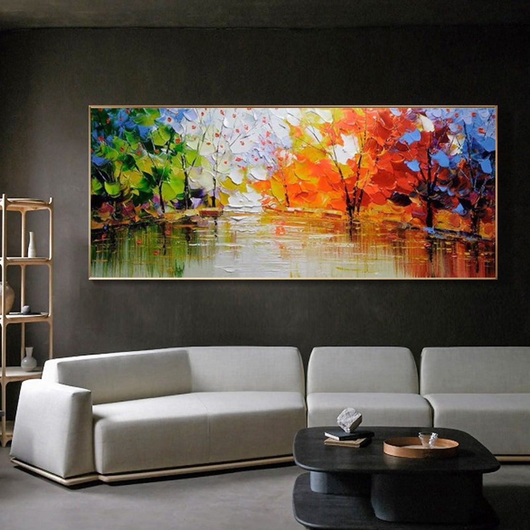 Colorful Wall Decor Home Decor Canvas Wall Art Forest Painting Boho ...