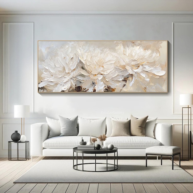 Original Flower Painting on Canvas 3D Large Textured Wall Art Modern ...