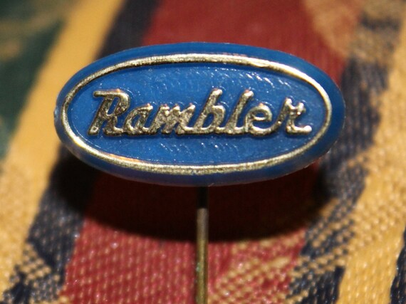 Vintage RAMBLER logo pin - American Motors AMC ename… - Gem
