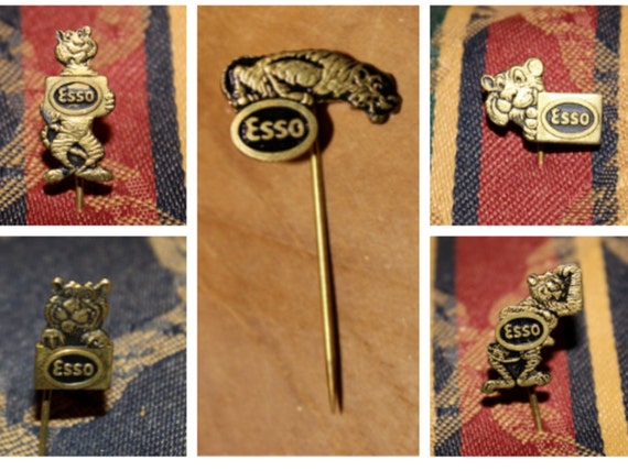 vintage esso tiger pins - 1960's petroliana pin lapel… - Gem