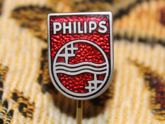 Vintage Philips logo pin - radio television enamel ad… - Gem