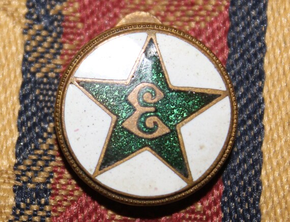 Vintage Esperanto enamel lapel pin - 1930's esperanto… - Gem