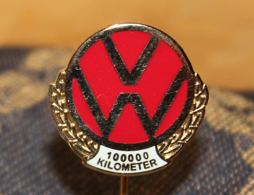 Vintage Volkswagen 100.000 KM Pin Enamel VW Kilometer Driven ...