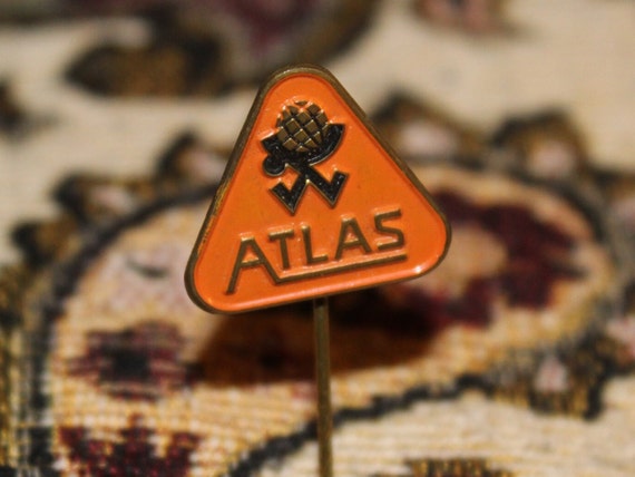 Atlas tractor pin badge - vintage construction equipm… - Gem