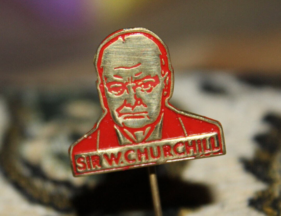 Winston Churchill Pin Political Badge Red Vintage British Politics ...