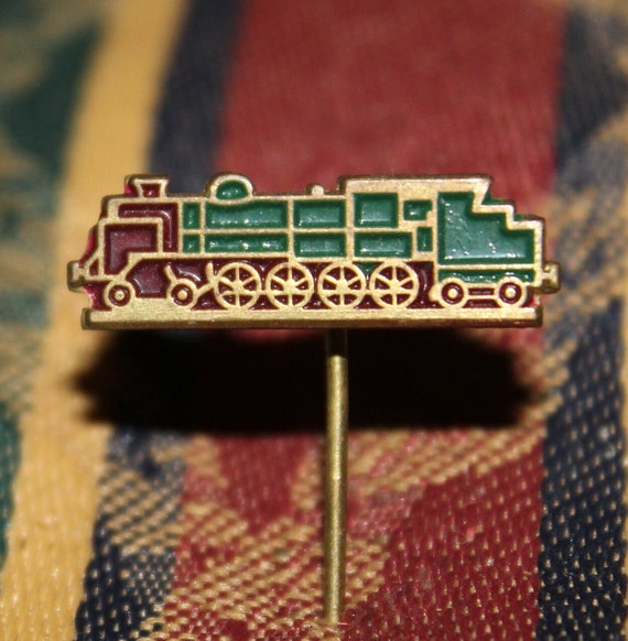 vintage train steam locomotive hat pin - railroad acc… - Gem