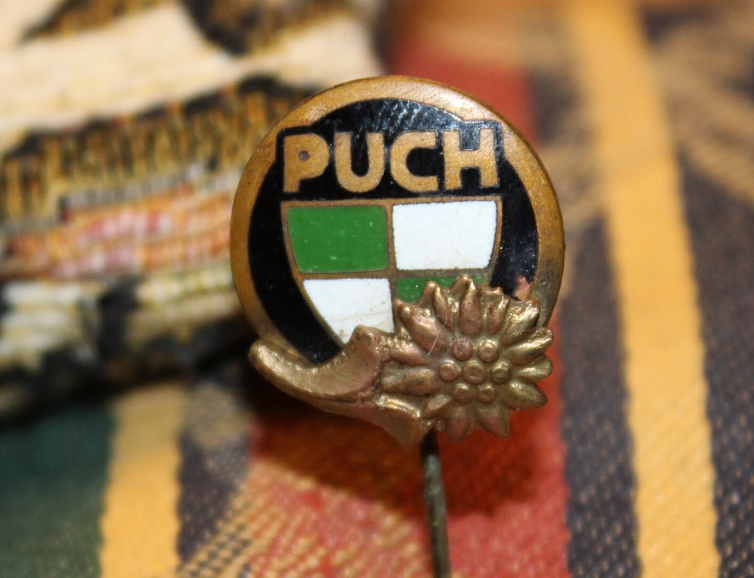Vintage 1950's Puch Edelweiss Emblem Pin - Moped Enamel Advertising ...