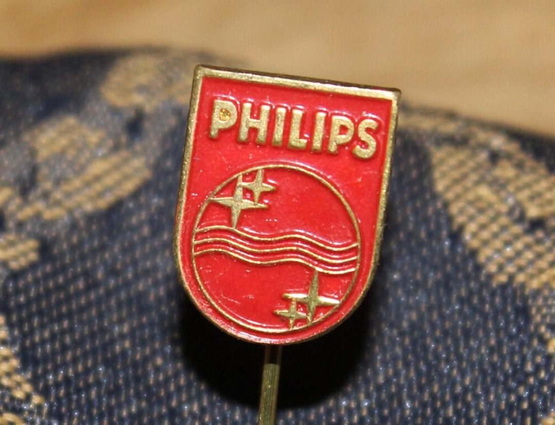Vintage Philips Logo Pin Red Metal - Radio Television Advertising Badge ...