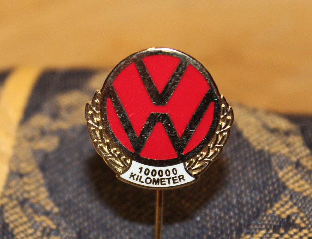 Vintage Volkswagen 100.000 KM Pin - Enamel VW Kilometer Driven ...