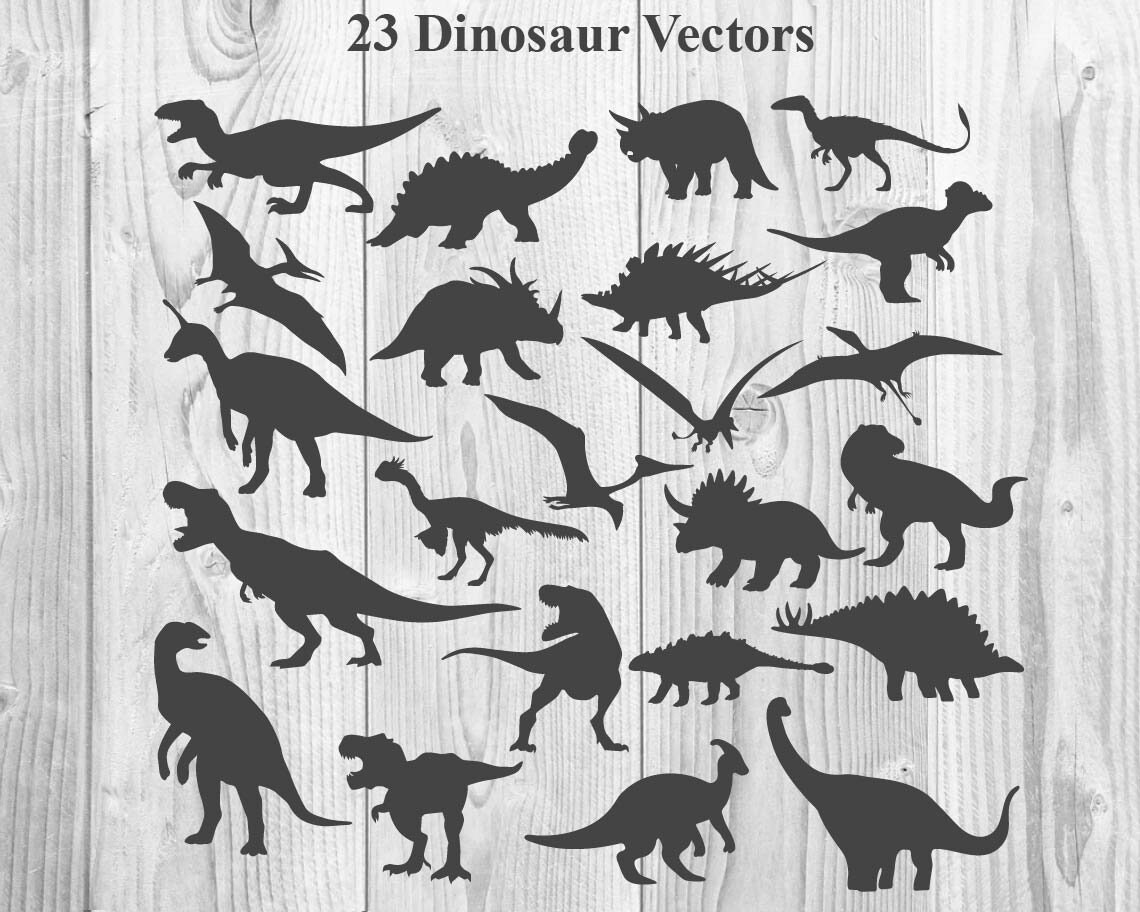 23 Dinosaur SVG Vector Bundle. T-rex Sillhouette Triceratops - Etsy