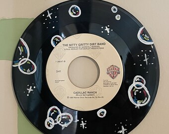Hand Painted 45 Record With Winter Moon Wishes - Etsy