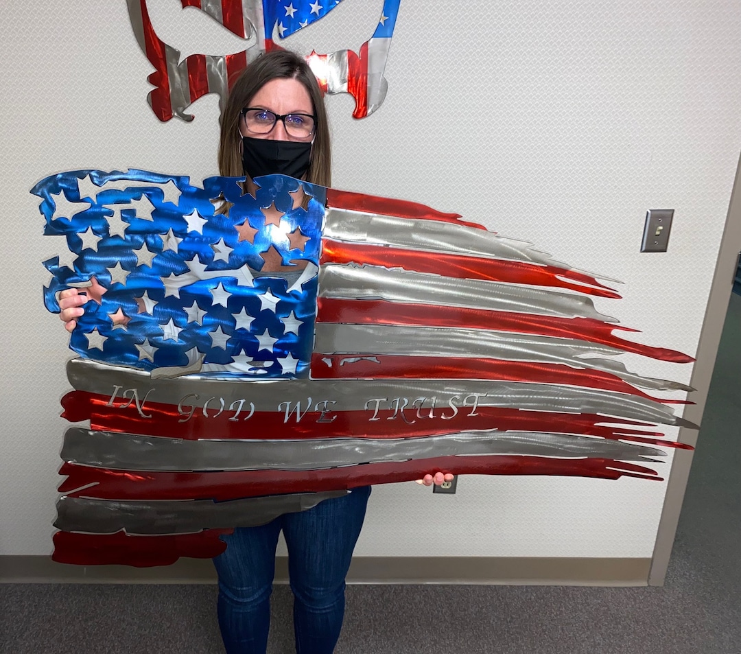 Custom Powder Coated Tattered American Flag - Etsy