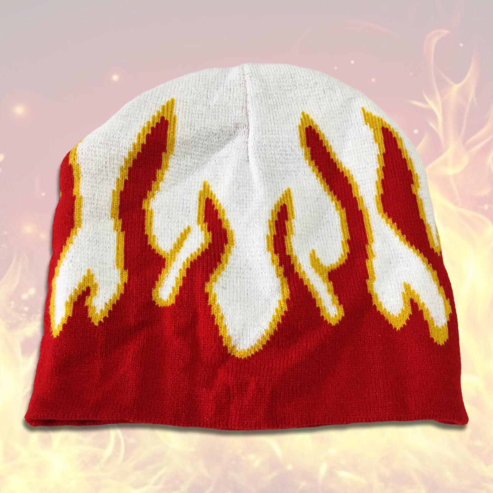Fire Flames Graphic Streetwear Knit Skull Cap Personalized Y2K Unisex ...