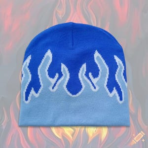 Fire Flames Graphic Streetwear Knit Skull Cap Personalized Y2K Unisex ...