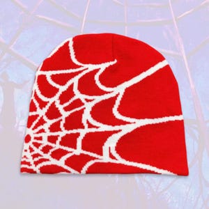 Spider Web Graphic Streetwear Knit Skull Cap Personalized Y2K Unisex ...
