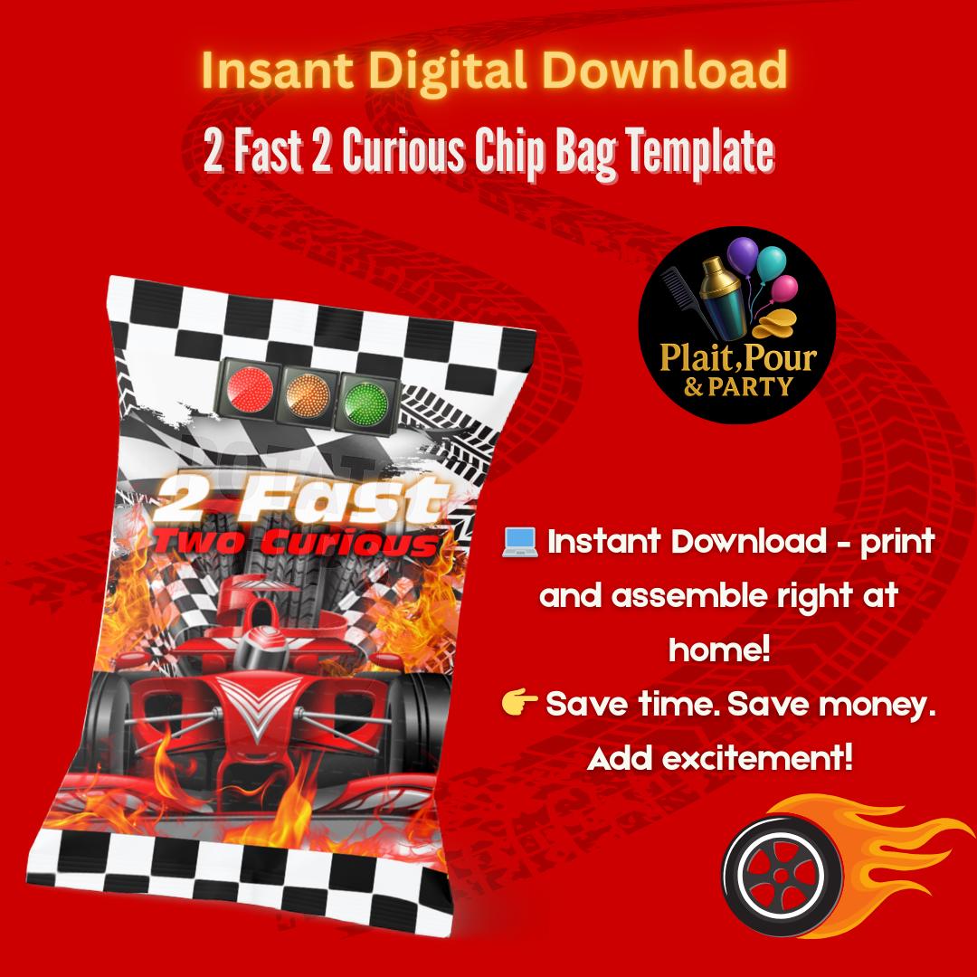 2 Fast 2 Curious 2nd Birthday Chip Bag Template - Etsy