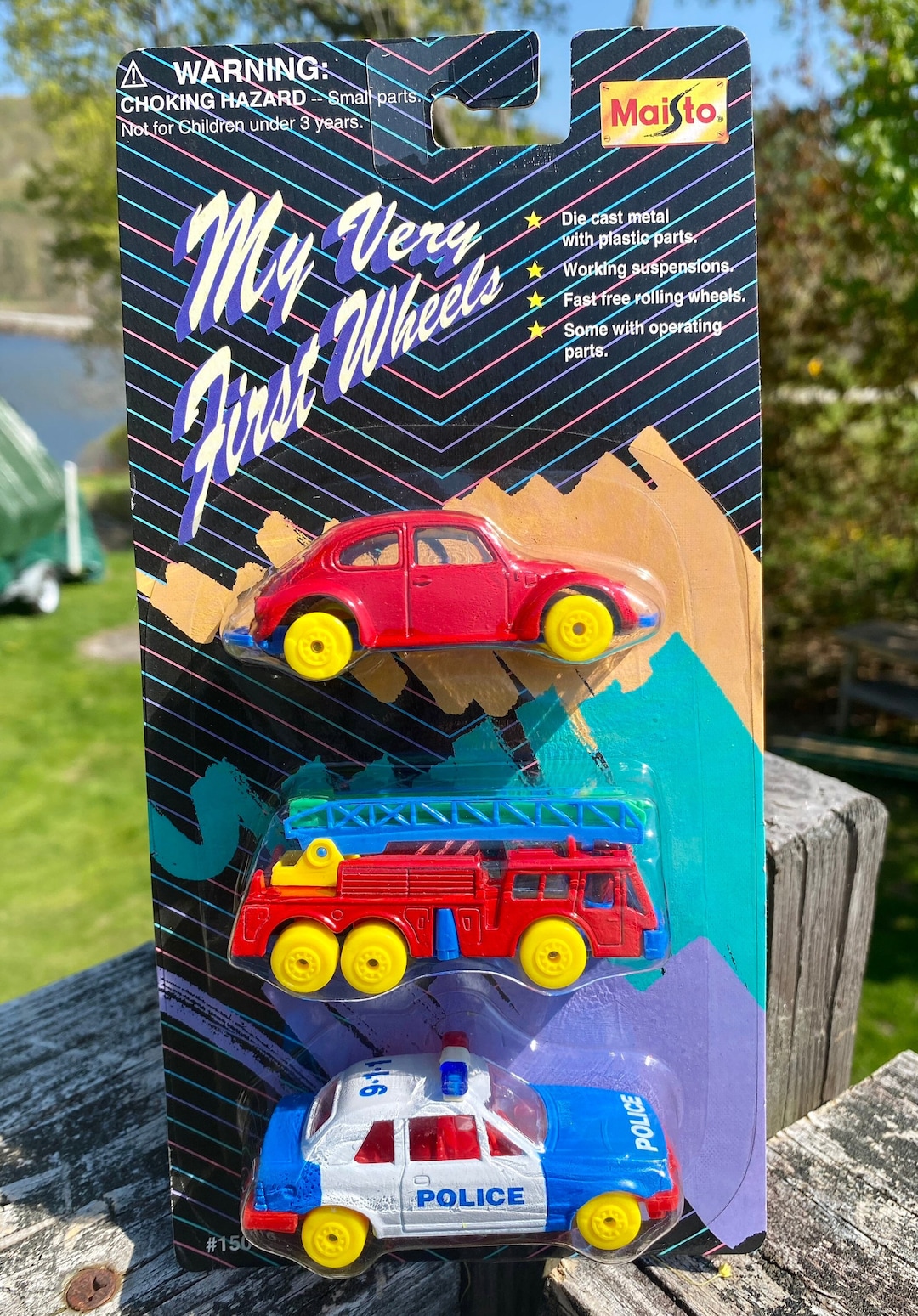 1995 Maisto My Very First Wheels 3-pack VW Beetle, Ladder Fire Truck ...