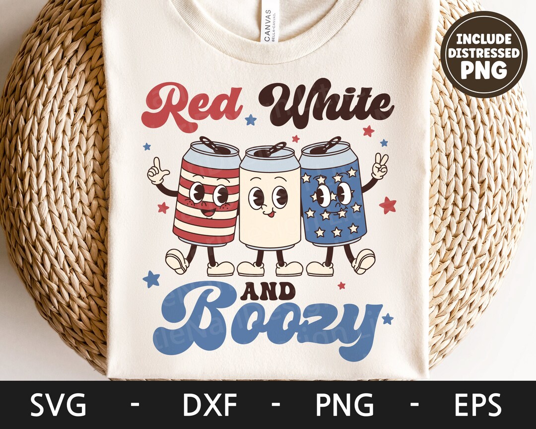 Red White and Boozy Svg, America Svg, 4th of July Svg, Retro Character ...