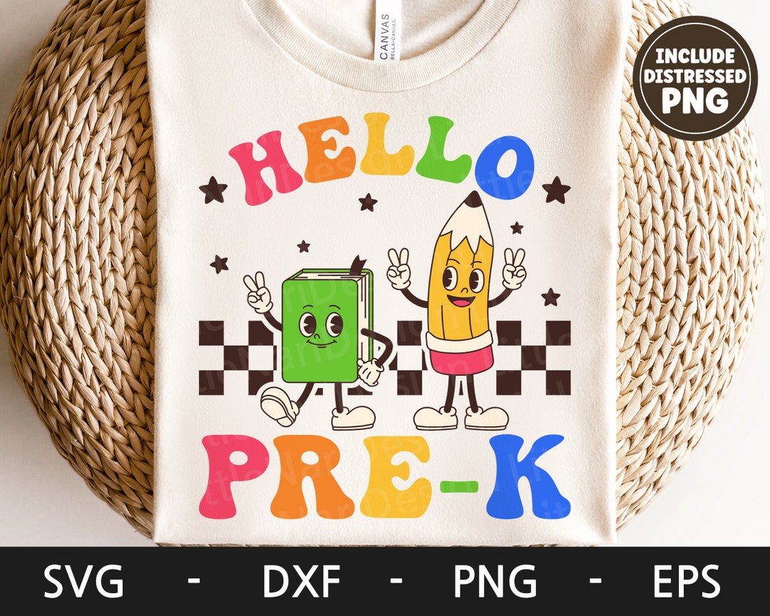 Hello Pre-k Svg, First Day of School Svg, Back to School Svg, Retro ...