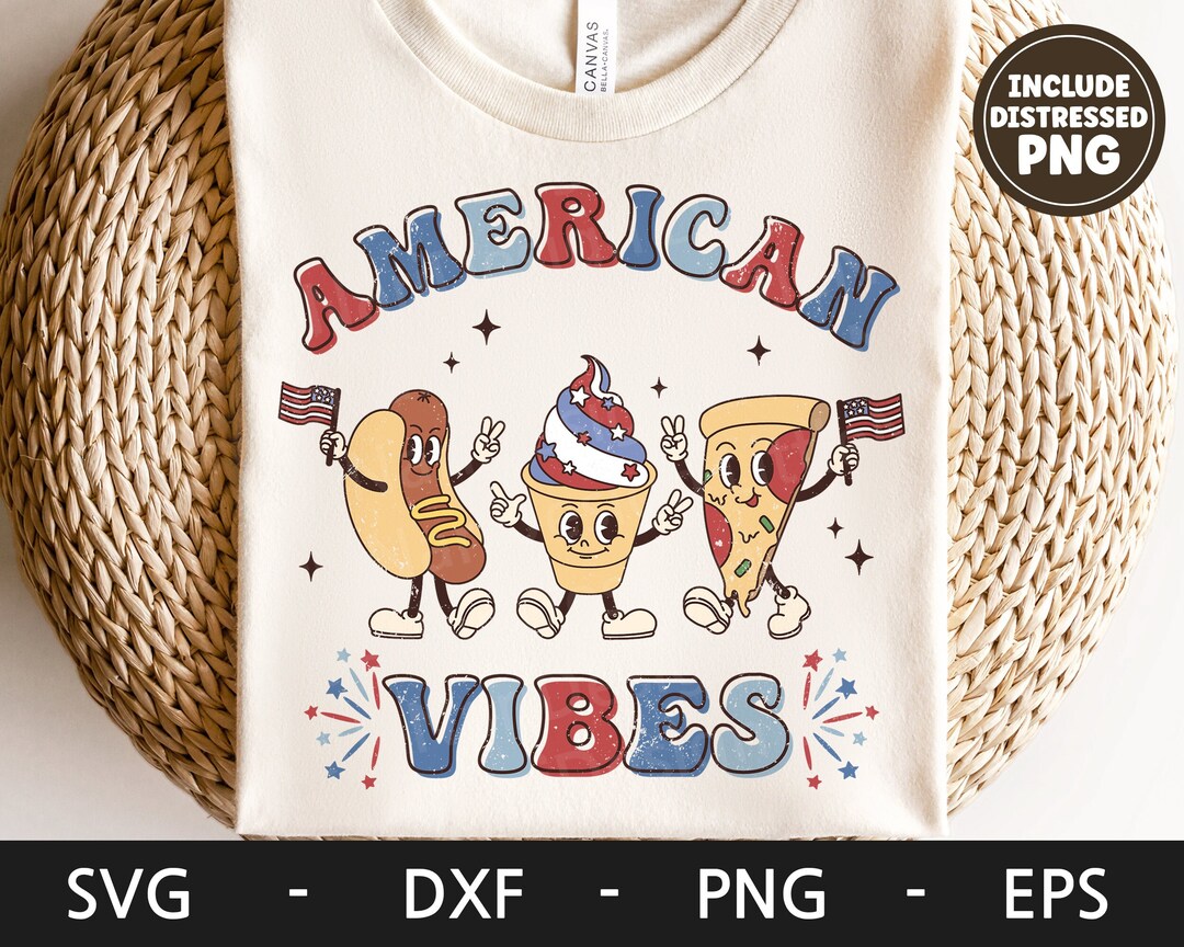 American Vibes Svg, America Svg, 4th of July Svg, Hot Dog, Pizza, Ice ...