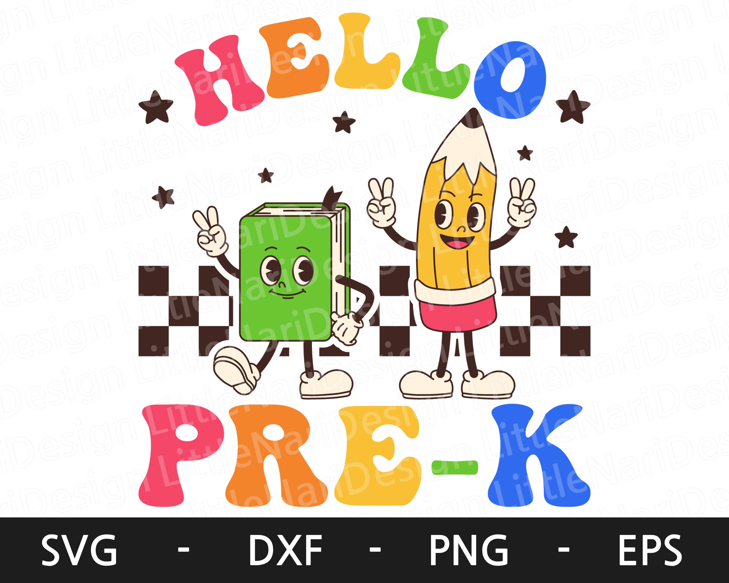 Hello Pre-k Svg, First Day of School Svg, Back to School Svg, Retro ...