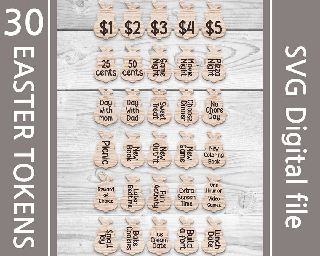 30 Redeemable Easter Token Svgeaster Token Svg Easter - Etsy