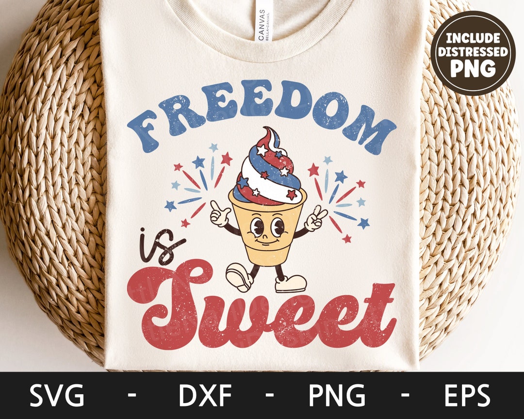 Freedom is Sweet Svg, 4th of July Svg, America Svg, Retro Svg, Ice ...