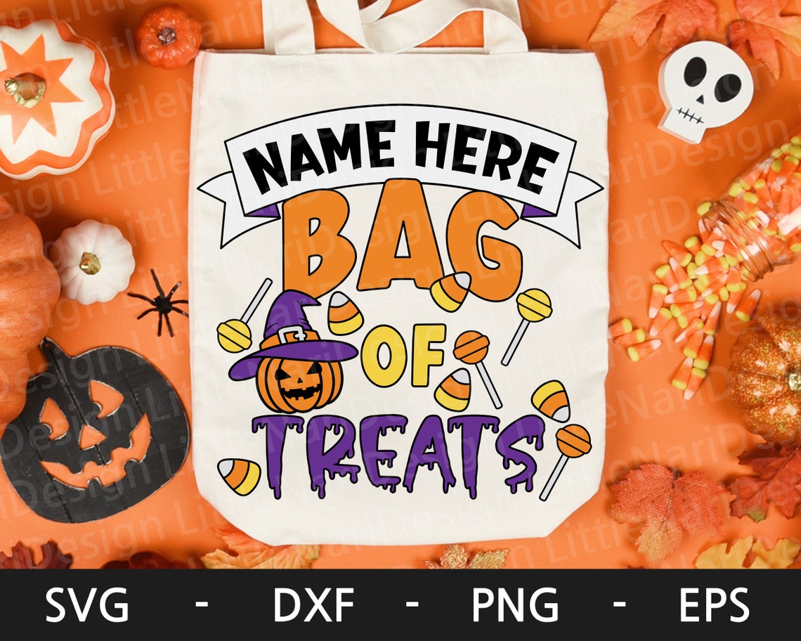 Bag of Treats Svg Name Treat Bag Svg Trick or Treat Svg - Etsy