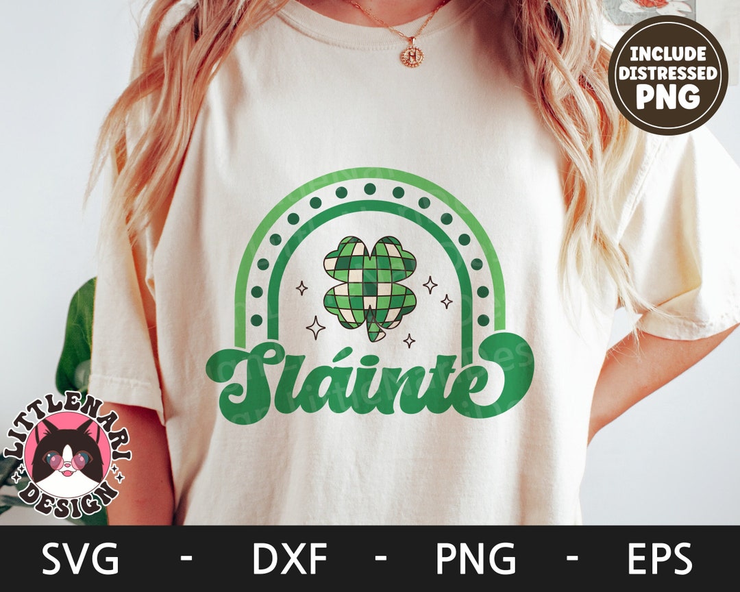 Sláinte Svg, St Patrick's Day Svg, Shamrock Svg, St Patrick's Shirt, Retro Clover Svg, Mirror ...