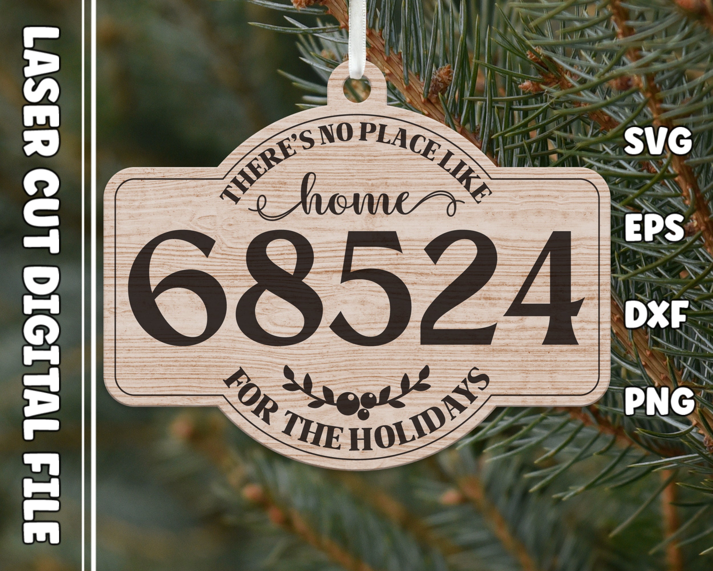 Zip Code Ornament, Home for Christmas, Christmas Ornament, Laser Cut ...
