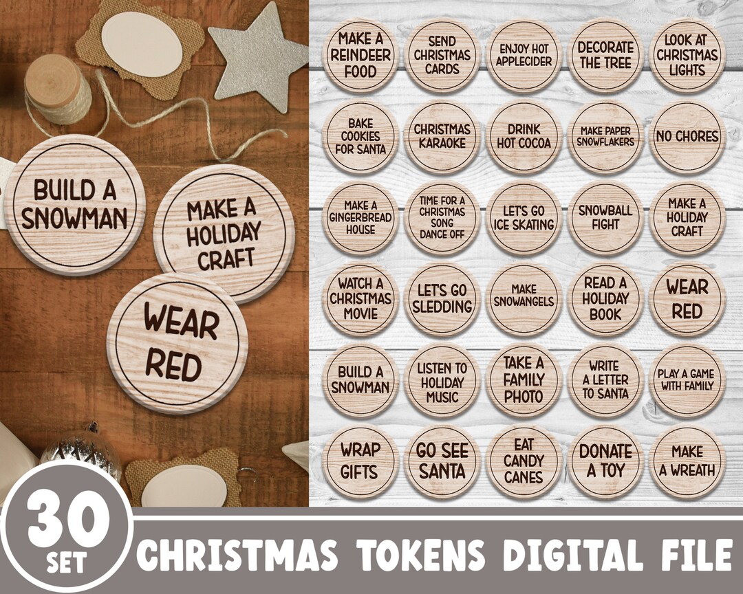 30 Christmas Bucket List Tokens Svg, Christmas Activities Tokens ...