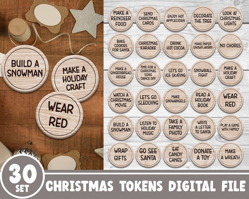30 Christmas Bucket List Tokens Svg Christmas Activities - Etsy