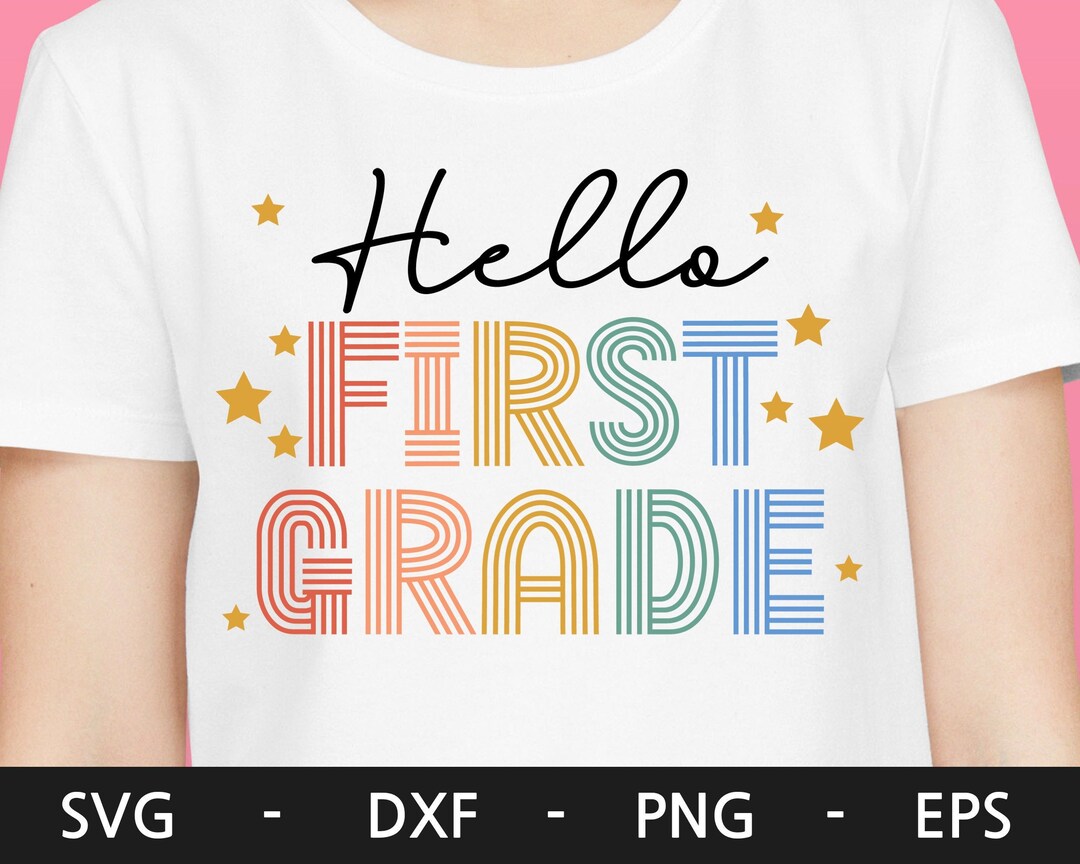 Hello First Grade Svg, First Grade Svg, Retro Back to School Svg, First ...