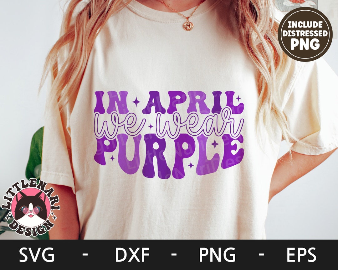 In April We Wear Purple Svg, Military Kids Svg, Purple up Svg, Retro ...