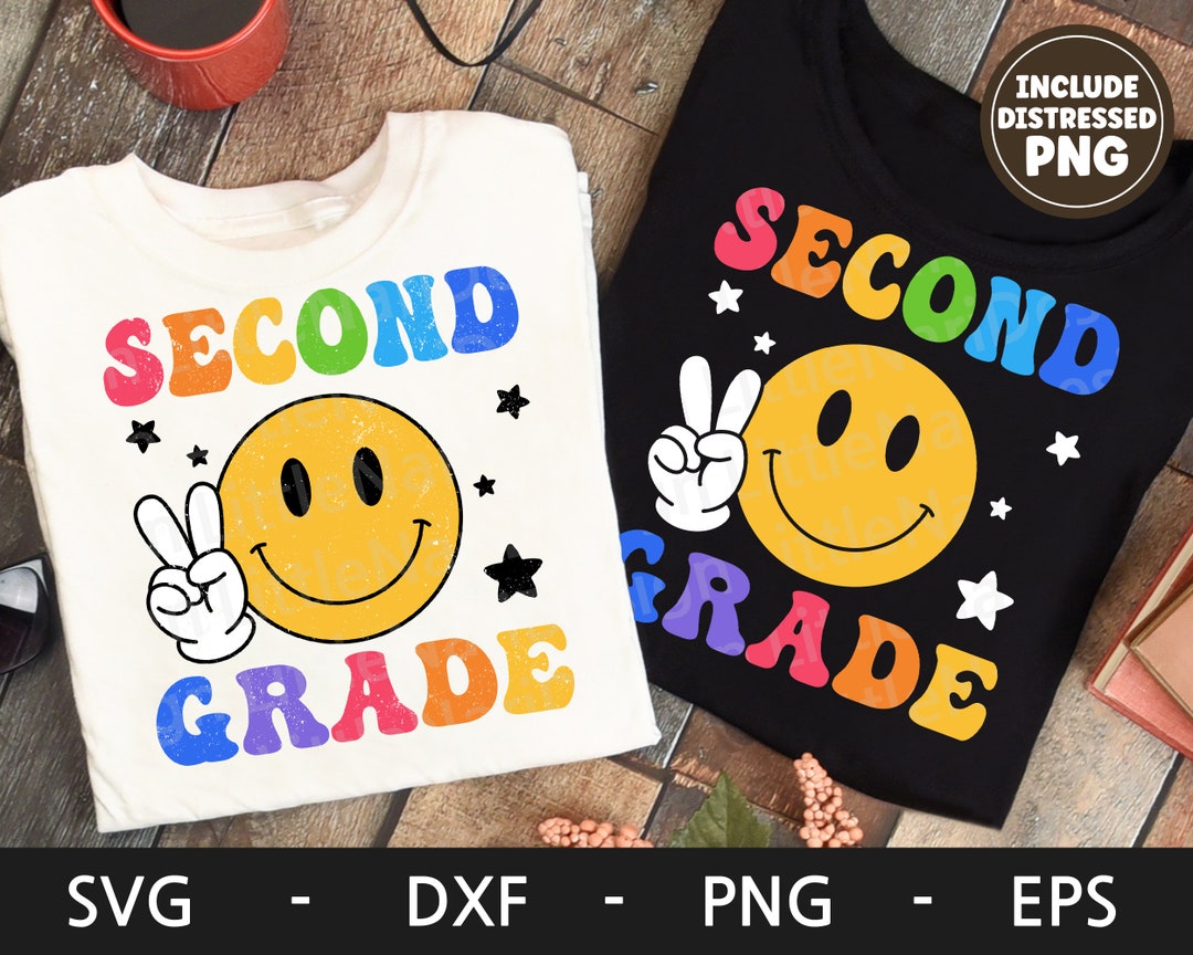 Second Grade Svg Back to School Svg Retro Smiley Face Svg - Etsy